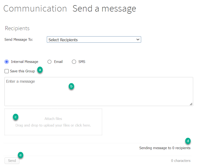 Sending an email, SMS or internal message